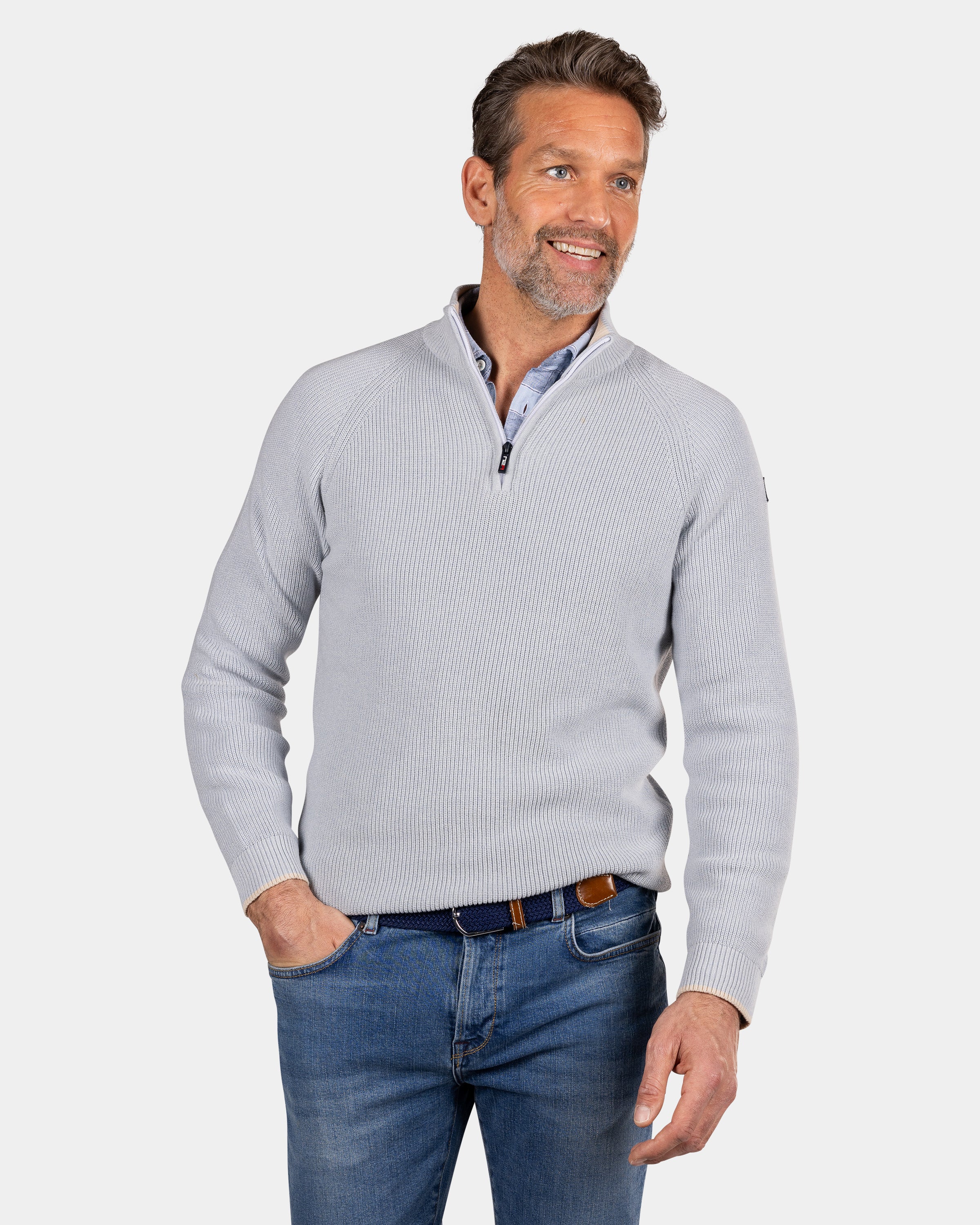 Light blue knitted half zip pullover - Phantom Blue | NZA New Zealand ...