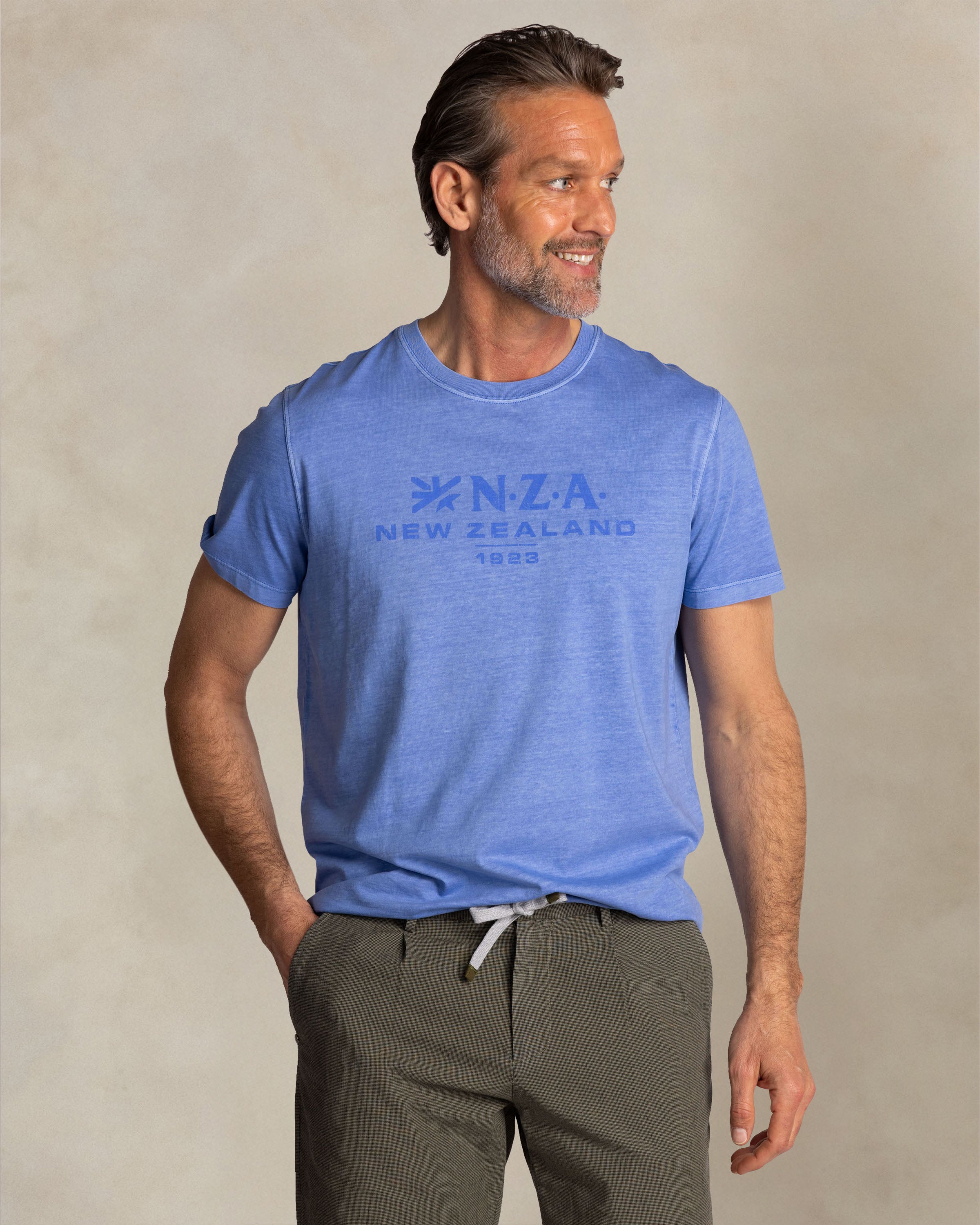 Blauw effen t-shirt met NZA logo | NZA New Zealand Auckland