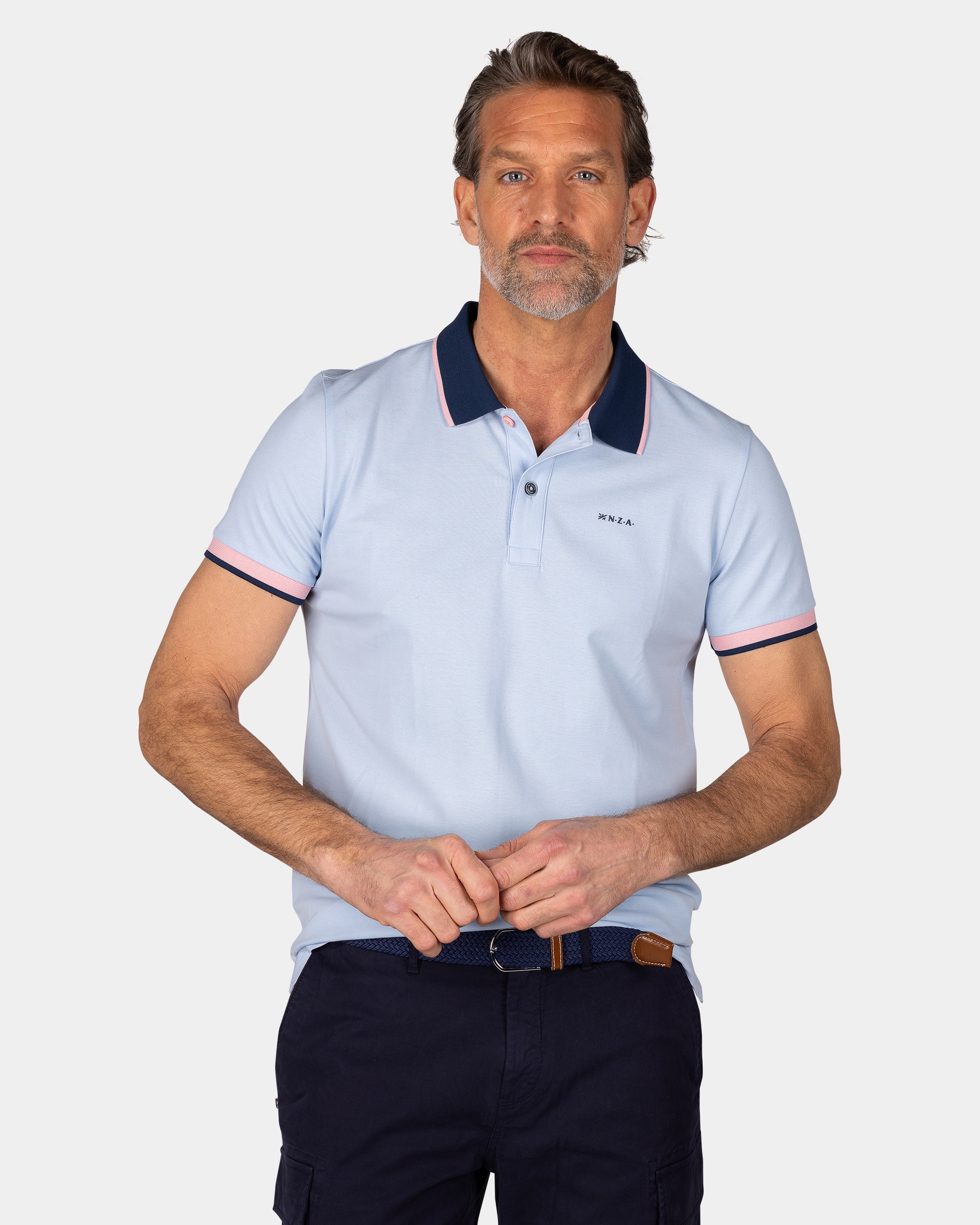 Pastel Blue Polo with Blue Collar | NZA New Zealand Auckland