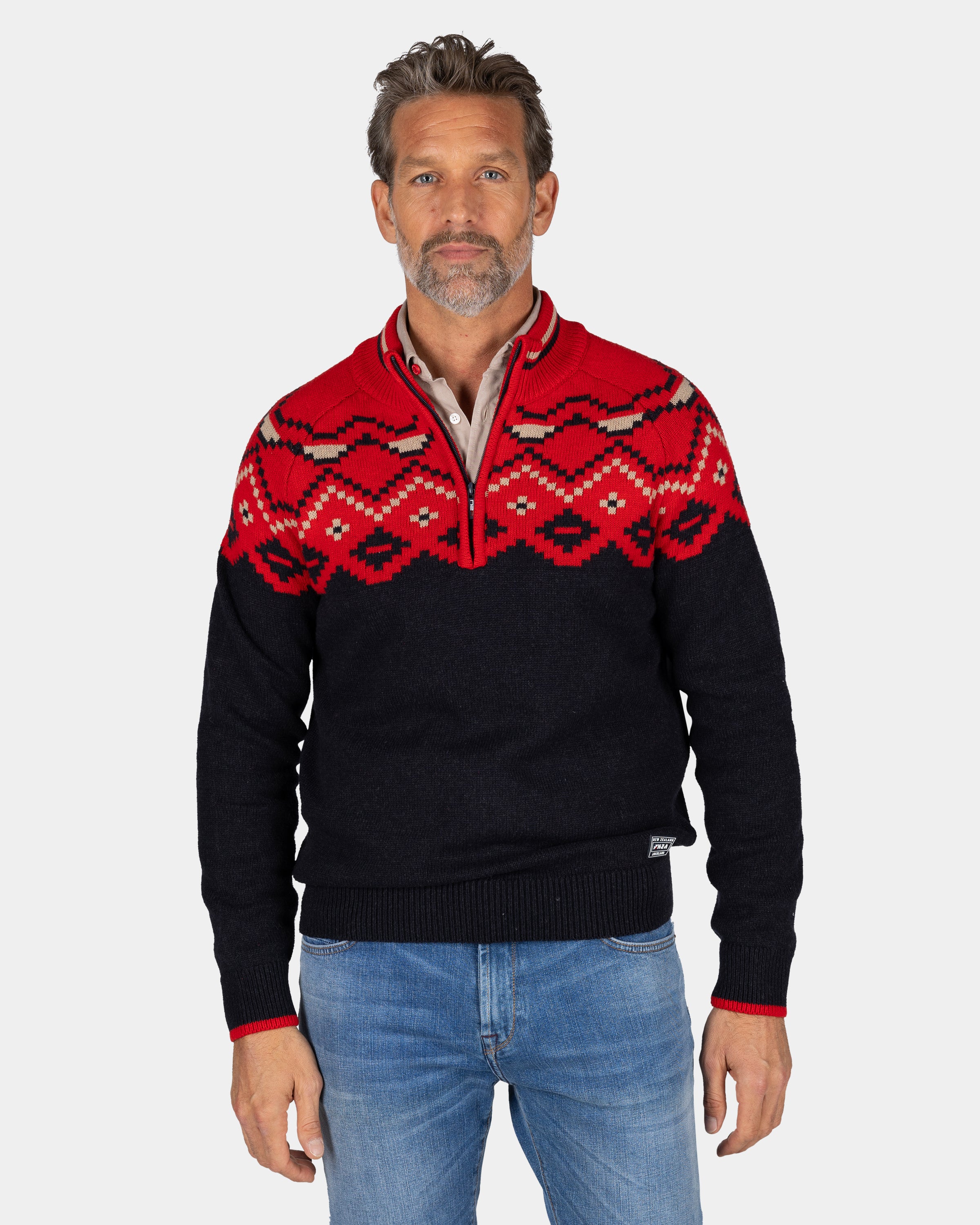 Navy sweater with red print - Reef Red | NZA New Zealand Auckland