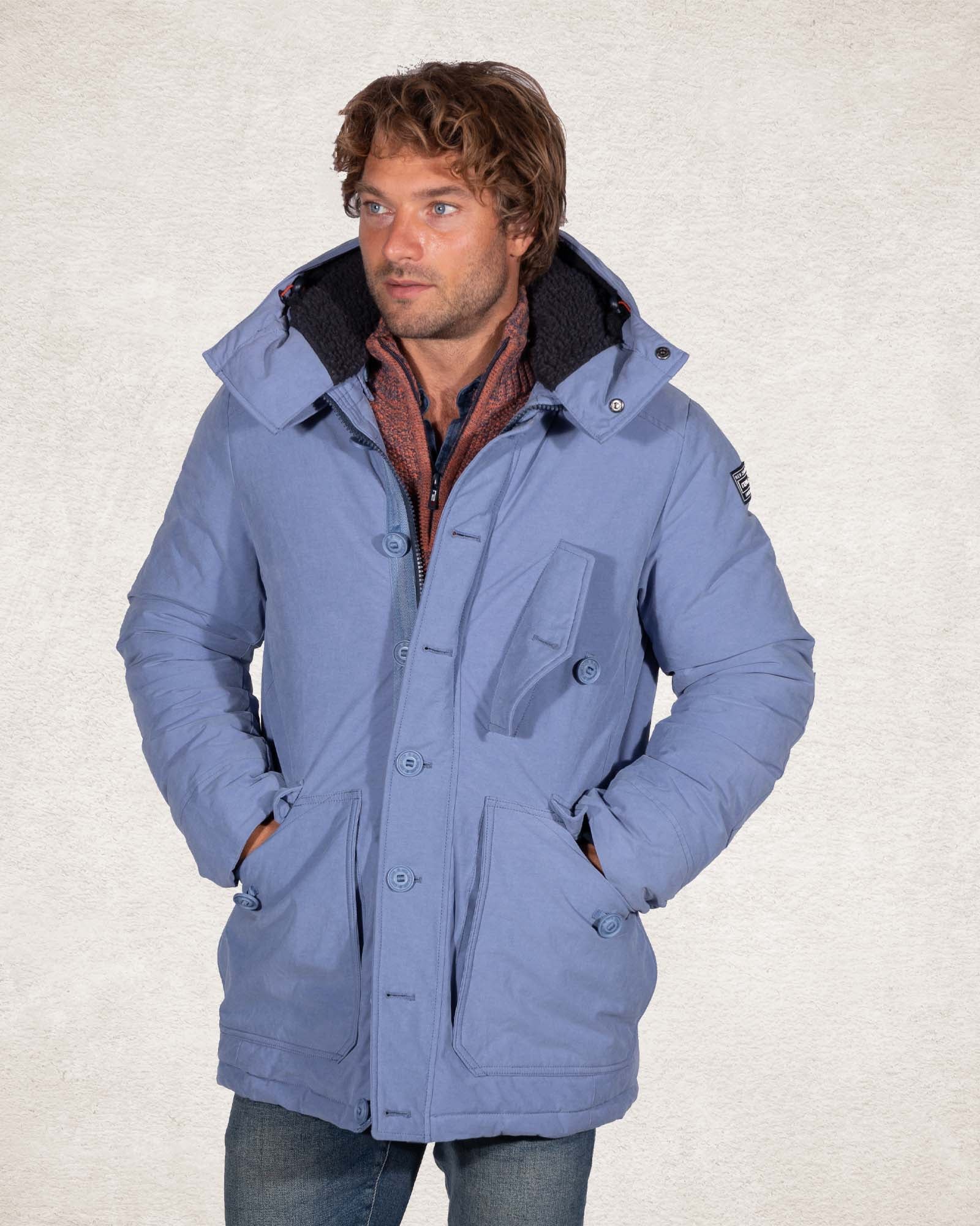 Canvas hooded parka jacket - Cloudy Blue | NZA New Zealand Auckland