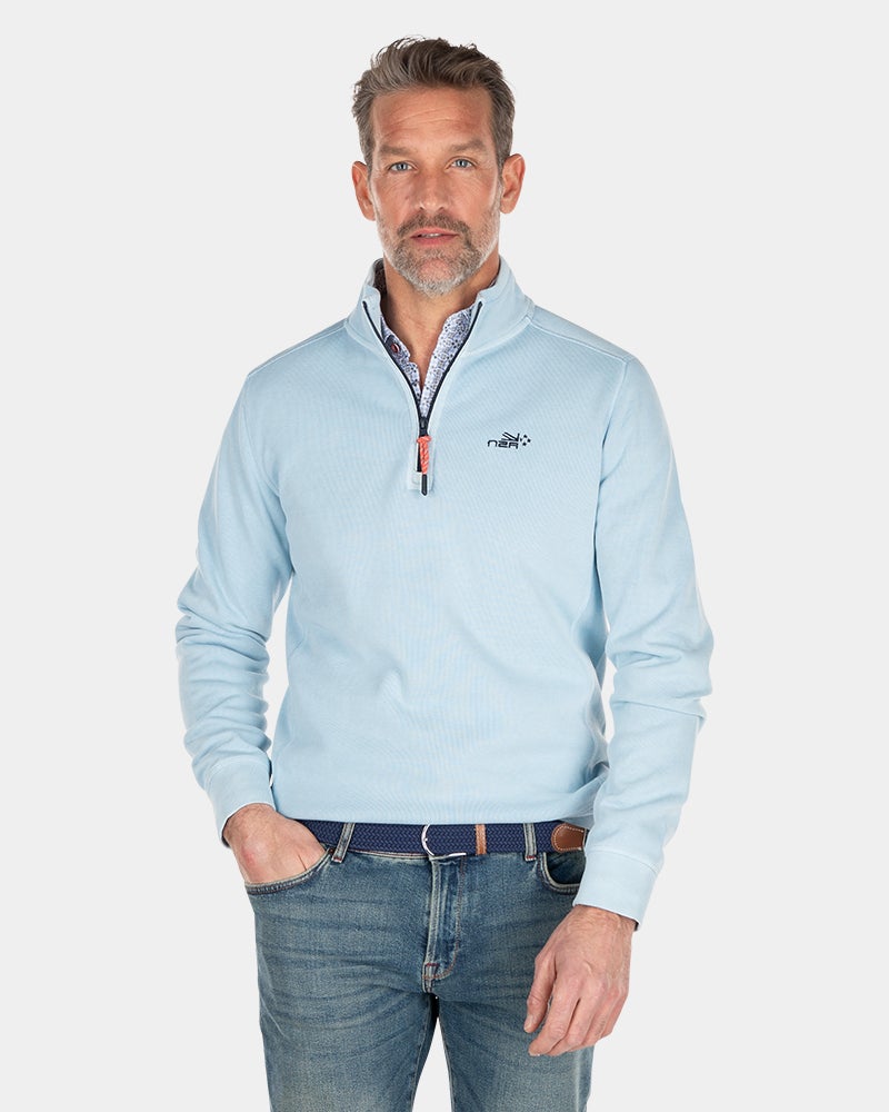 Cotton french rib half zip sweater - Rhythm Blue | NZA New Zealand Auckland